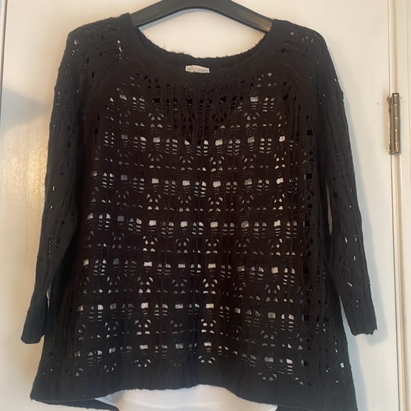 mac + jac | Sweaters | Mac Jack Black Crochet Cropped Sweater S | Poshmark